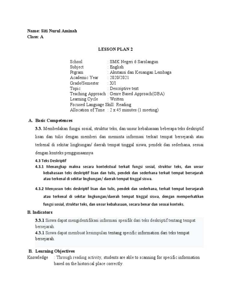 Siti Nurul Aminah - RPP Set 2 | PDF | Underwater Diving | Cognition