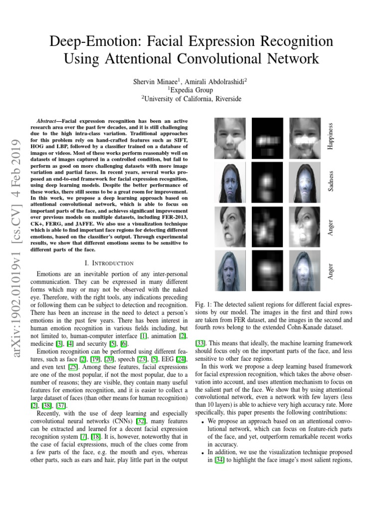 Deep-Emotion: Facial Expression Recognition Using Attentional Convolutional Network | PDF | Deep ...