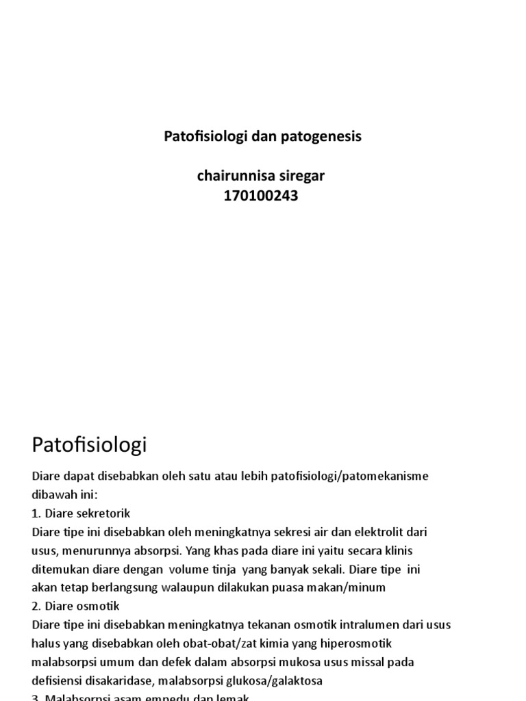 Patofisiologi Diare: Tipe dan Mekanisme | PDF