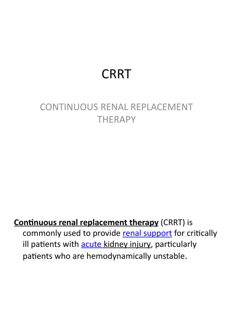 Continuous Renal Replacement Therapy | PDF | Dialysis | Hemodialysis