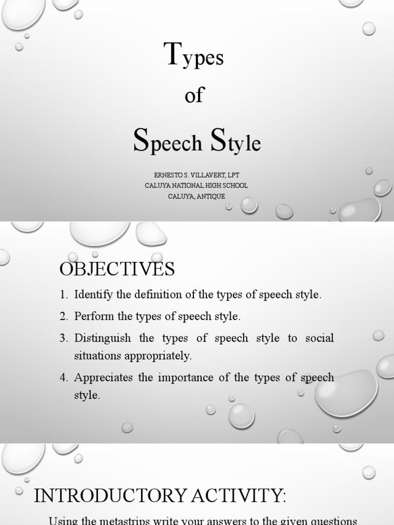 Types of Speech Style | PDF | Speech | Conversation