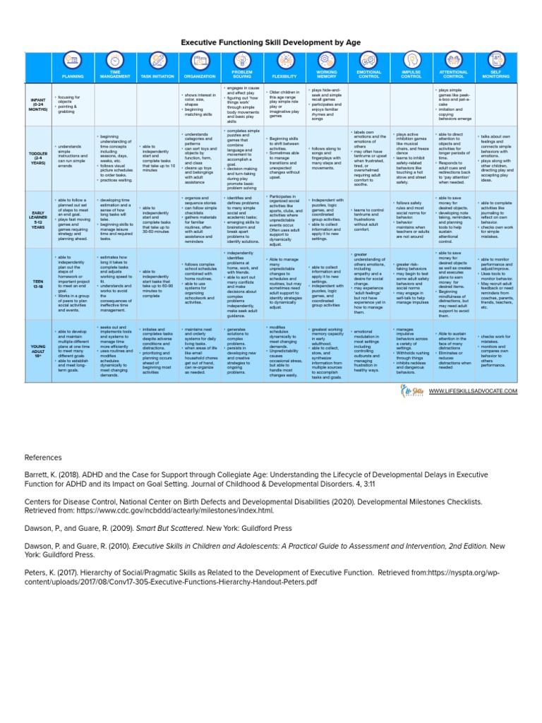 Developing Executive Functioning Skills: A Guide to Age-Related ...