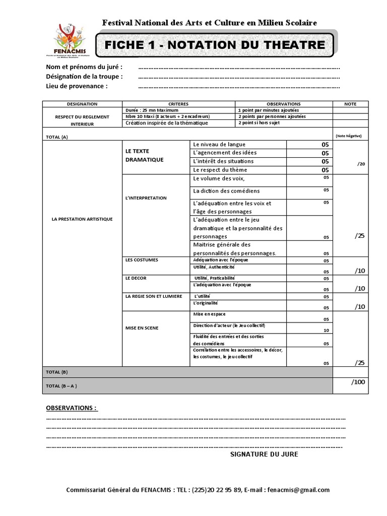 5 - Fiche NV de Notation 2021 | PDF | Théâtre | Loisirs