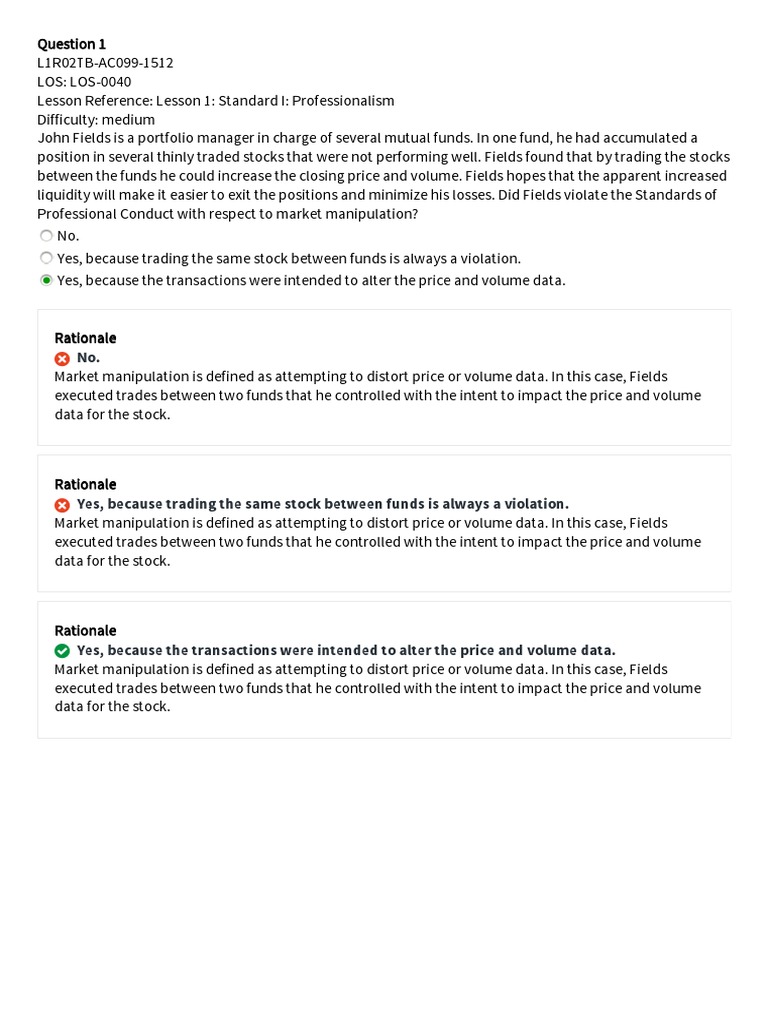 R03.1 Standard I Professionalism - Answers | PDF | Stock Market Index ...