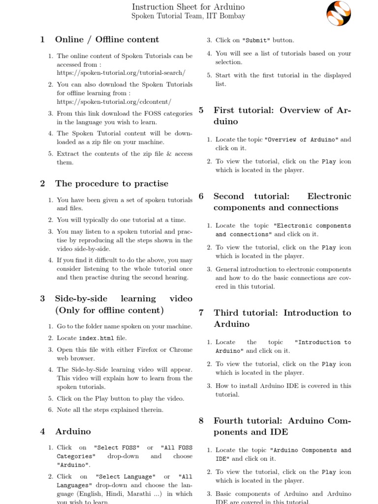 Arduino Instruction Sheet English | PDF | Arduino | Computer File