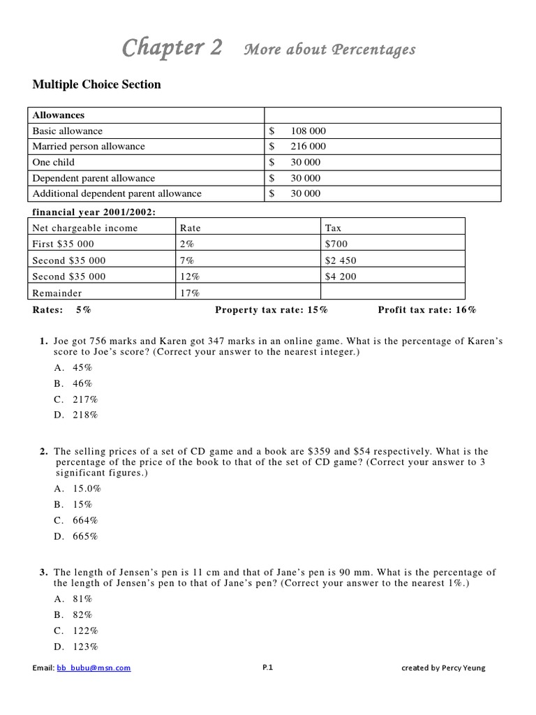 S3 Ch2 More About Percentages Q | PDF | Interest Rates | Interest