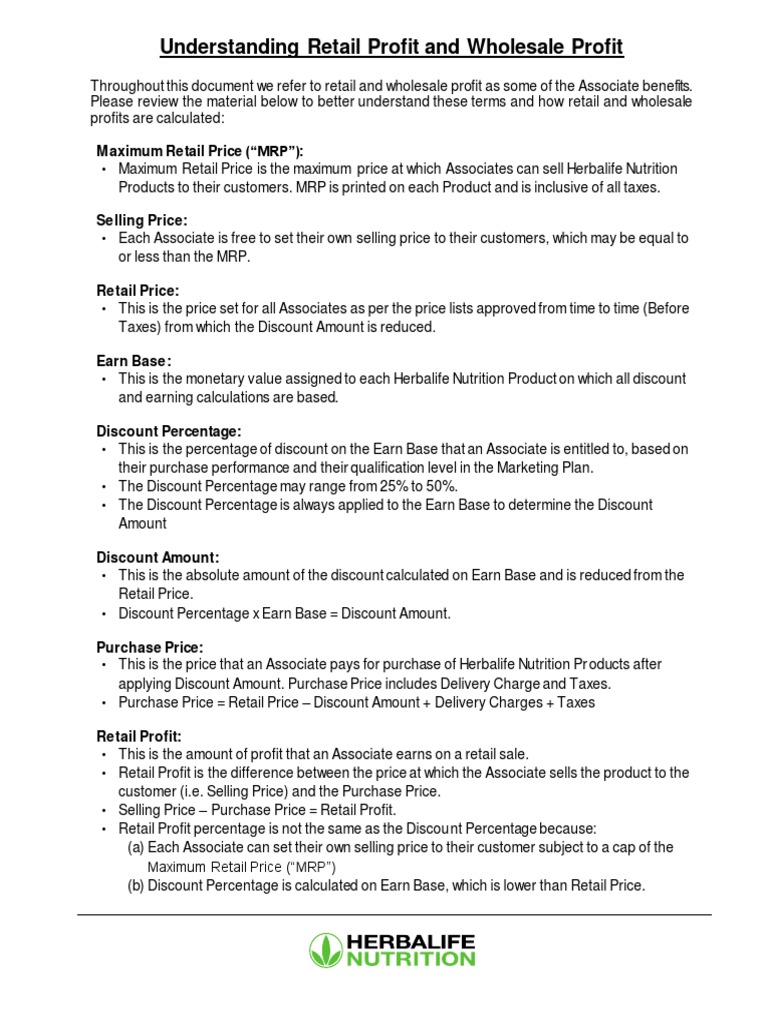 Understanding Retail Profit and Wholesale Profit: M Aximum Retail Price ...