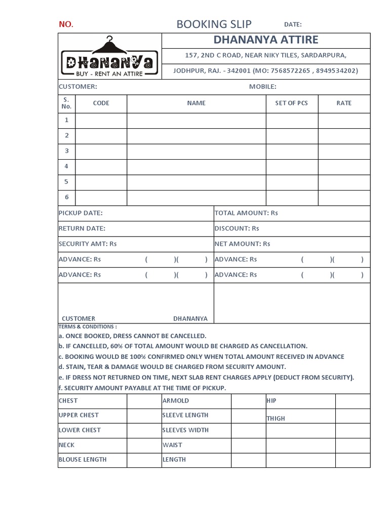 Booking Slip | PDF