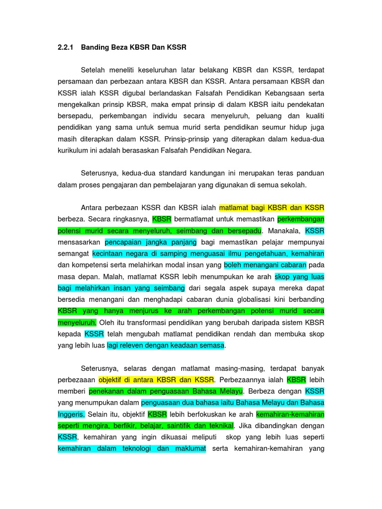 Perbandingan KBSR Dan KSSR | PDF