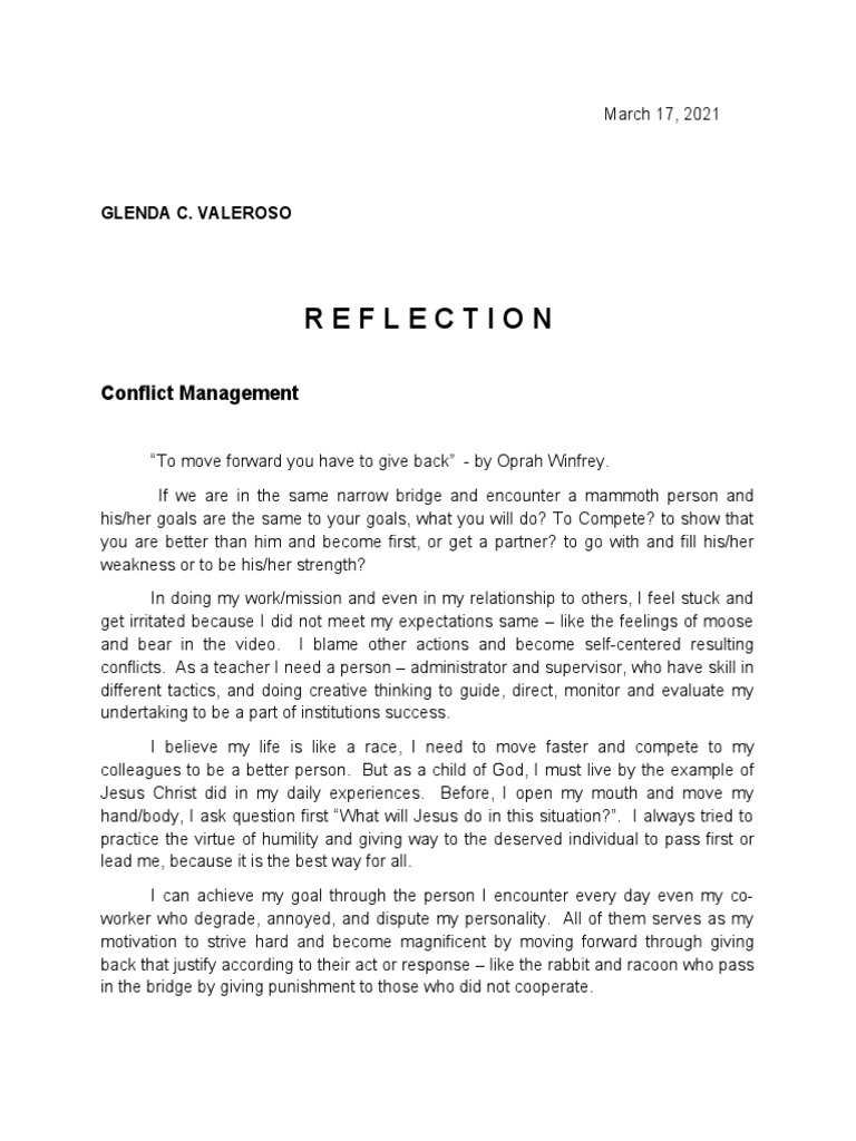 Reflection Management Conflict | PDF
