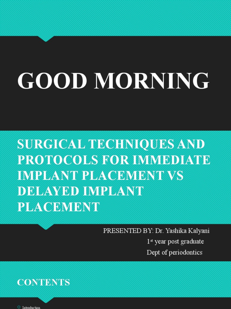 Immediate vs Delayed Implant Placement | PDF | Dental Implant ...