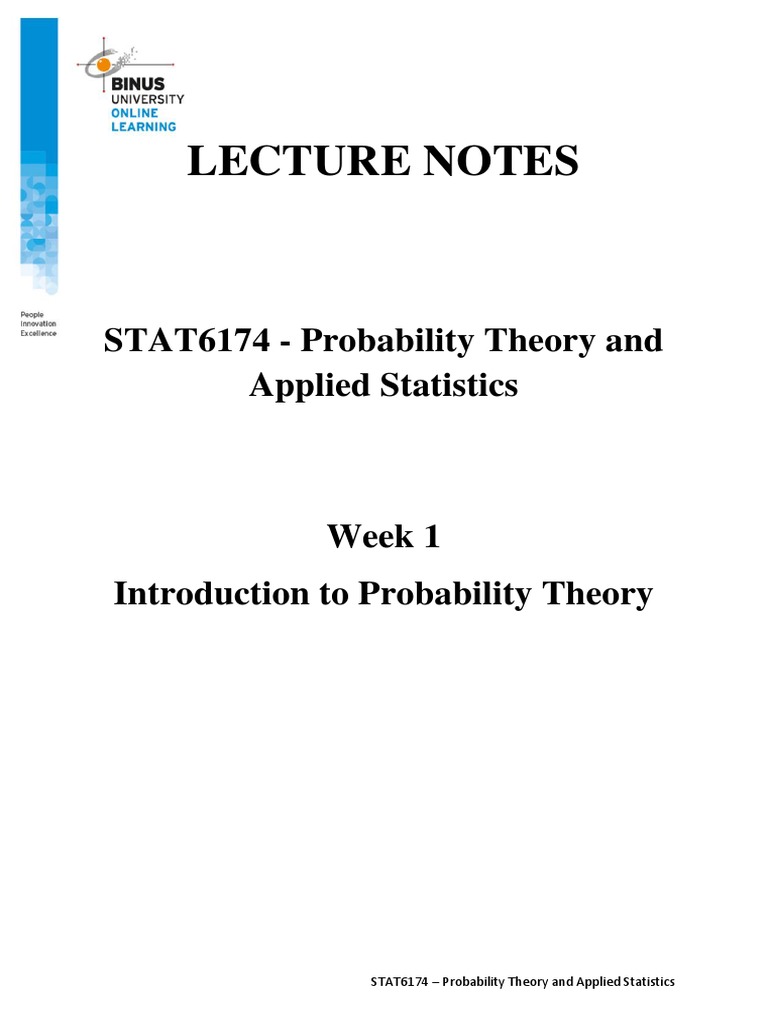 LN01 - Introduction To Probability Theory | PDF