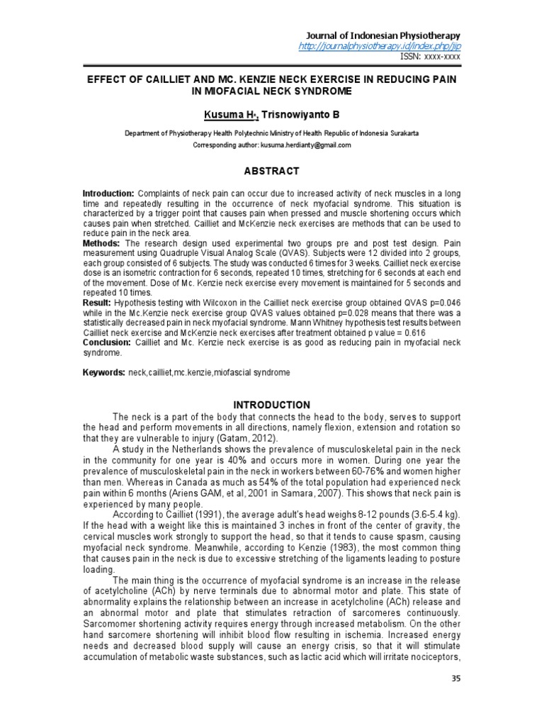 Cailliet vs McKenzie for Neck Pain Relief | PDF | Myofascial Trigger ...