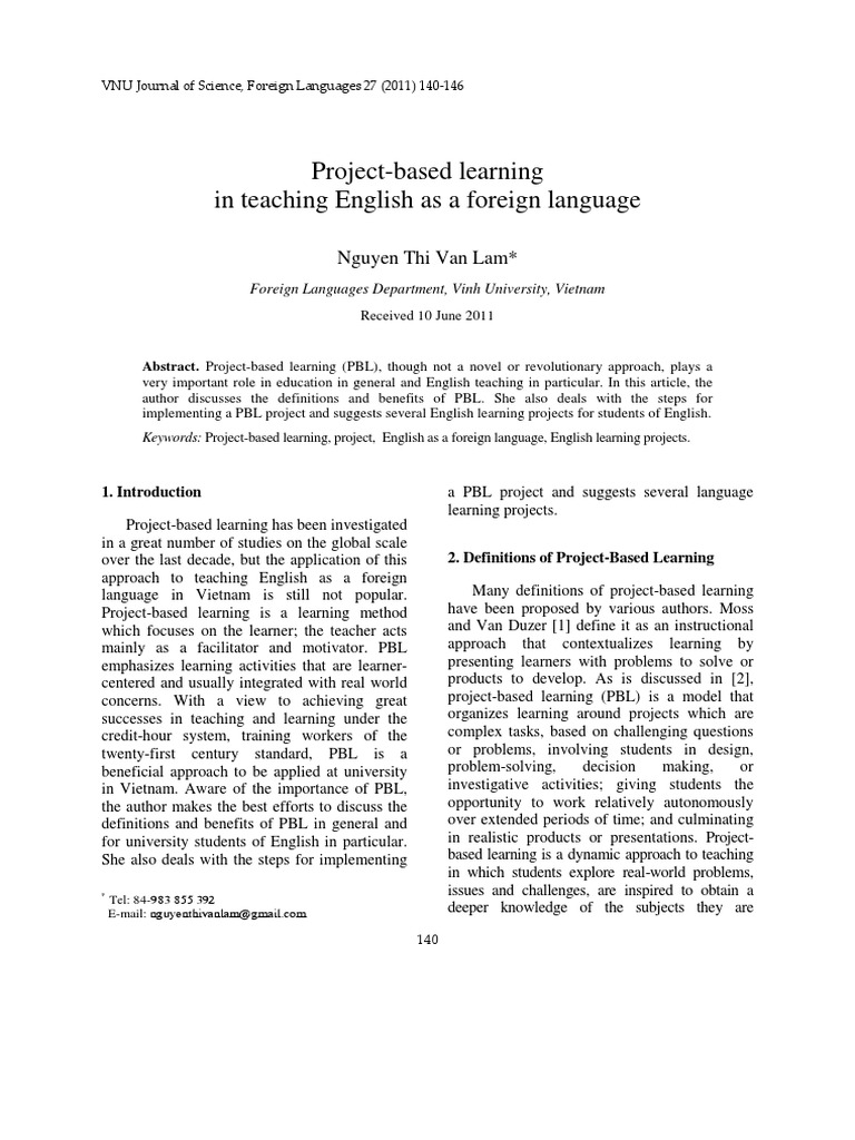 Project-Based Learning Teaching English Foreign Language | PDF ...