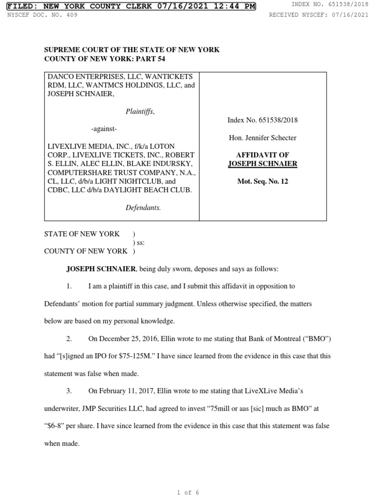 2018 Danco Enterprises LLC V Danco Enterprises LLC Affidavit 409 | PDF ...