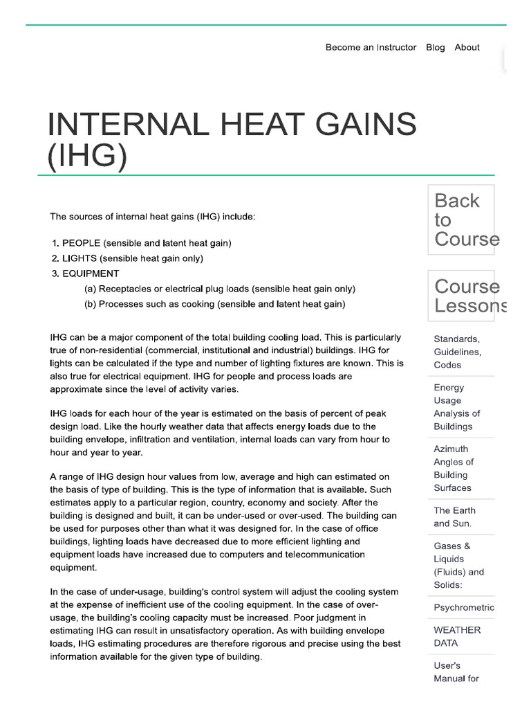 Internal Heat Gain | PDF