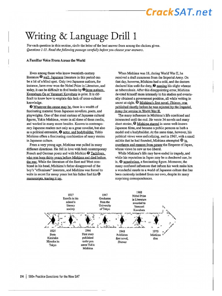 SAT Writing & Language Practice Test 1 | PDF