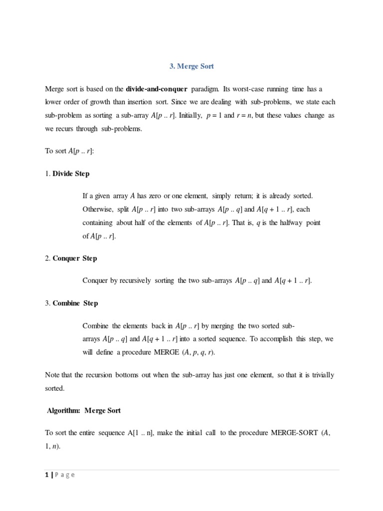 3 Merge Sort Pdf Algorithms And Data Structures Theoretical Computer Science