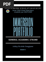 Work Immersion Portfolio Cover Page | PDF