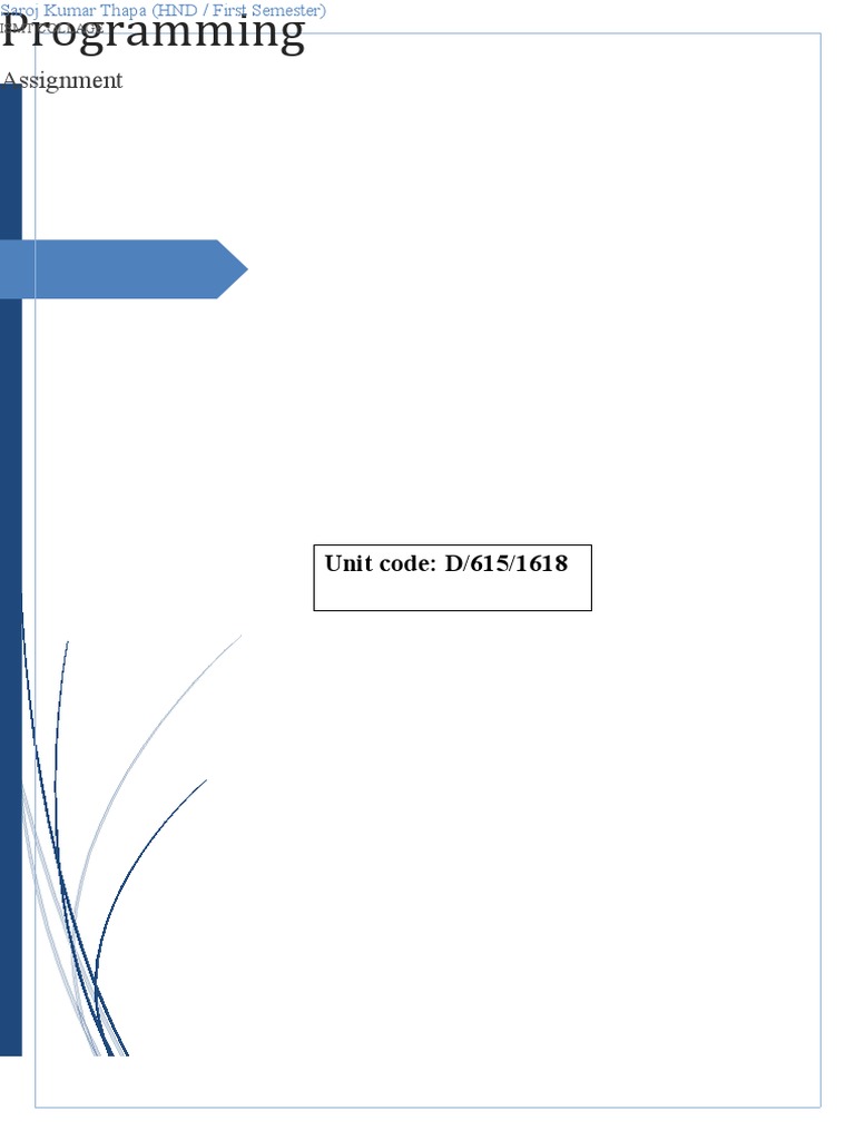 Assignment: Unit Code: D/615/1618 | PDF | Source Code | Computer ... Assignment: Unit Code: D/615/1618 | PDF | Source Code | Computer ...