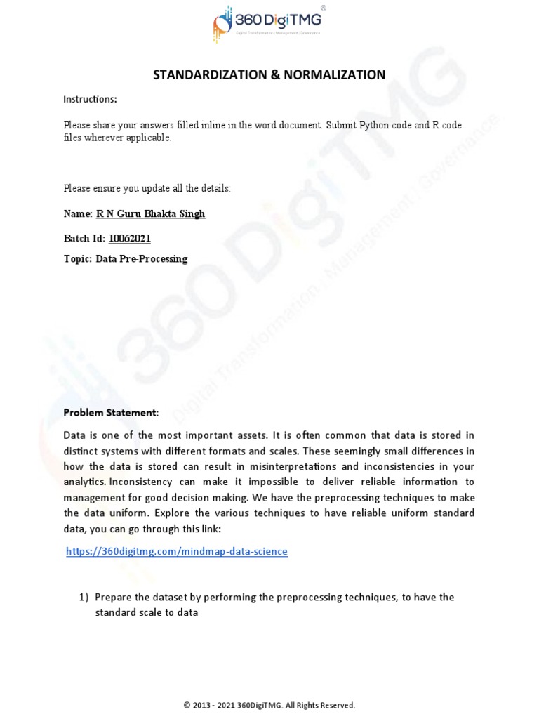 Standardization Problem Statement | PDF