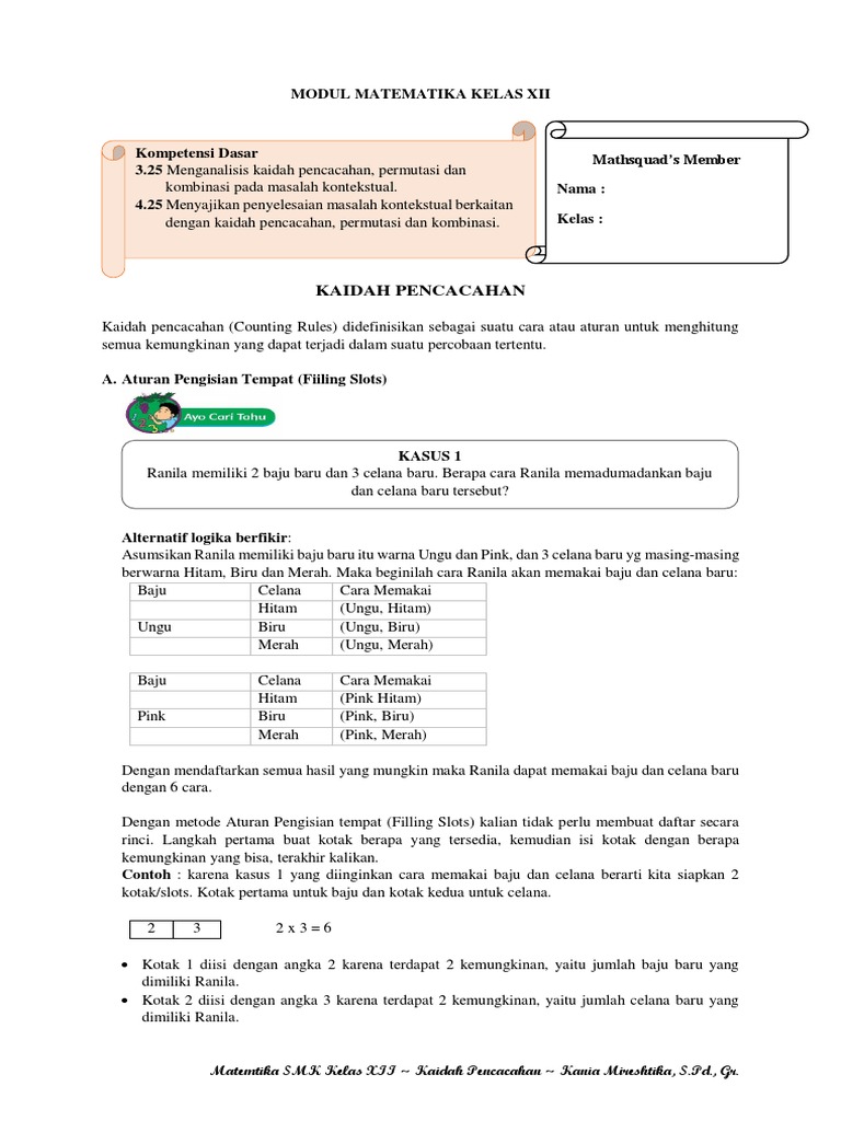 MODUL MATEMATIKA KELAS XII Created by Kania Mireshtika | PDF