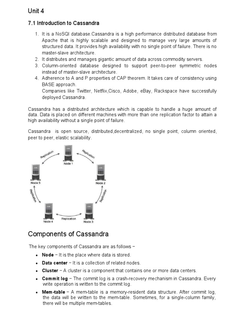 Cassandra Unit 4 | PDF | Replication (Computing) | Database Index