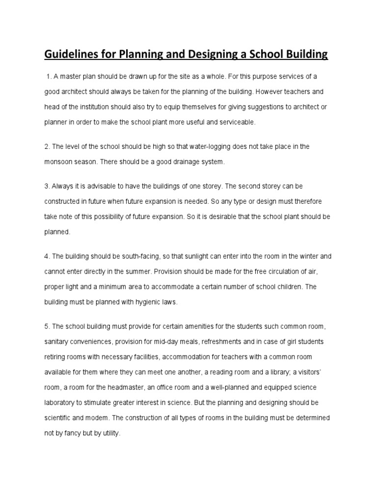 Guidelines For Planning and Designing A School Building | PDF | Window ...