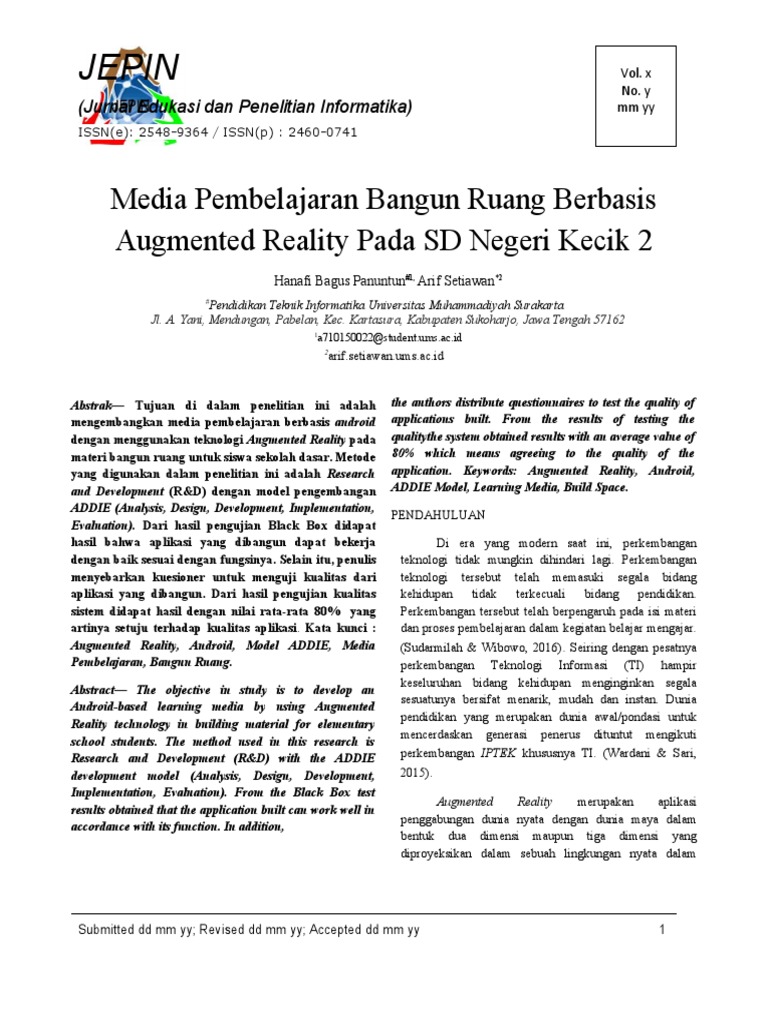 Media Pembelajaran Bangun Ruang Berbasis Augmented Reality Pada SD Negeri Kecik 2 | PDF