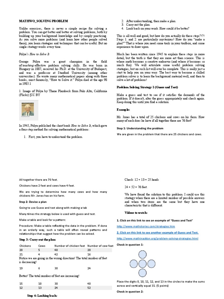 Solving Problem. Learnings | PDF | Teaching Mathematics | Cognition