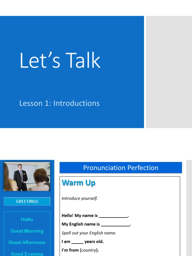 Let's Talk: Lesson 1: Introductions | PDF | Language Arts & Discipline ...