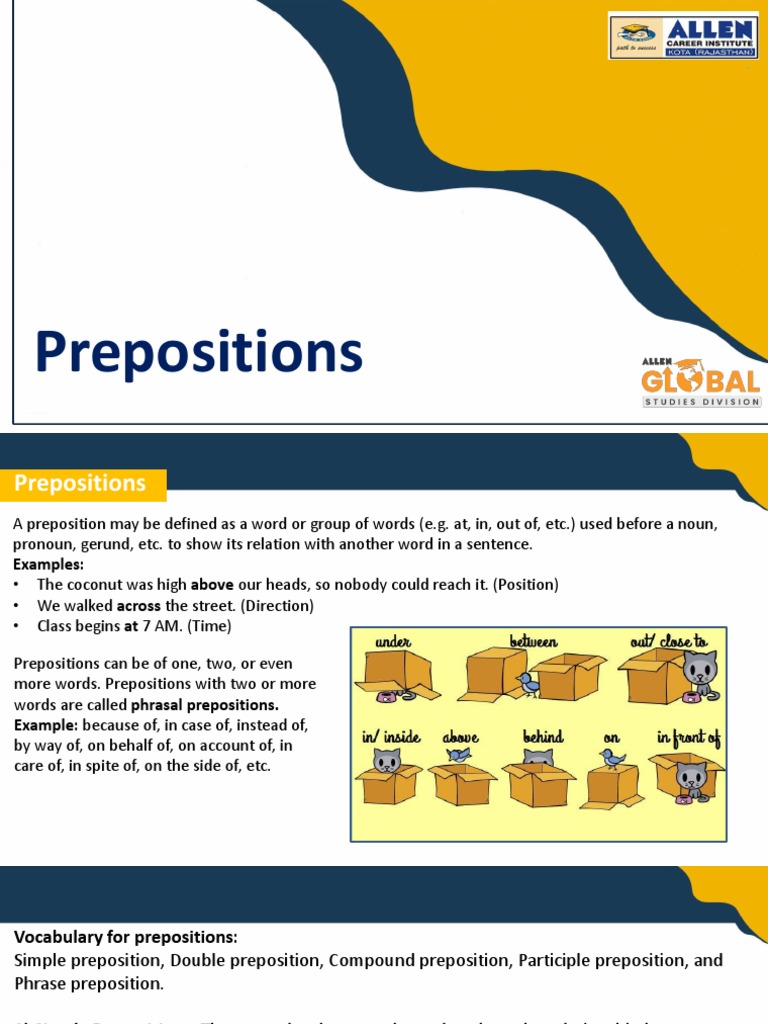 Grammar Module-14 Preposition Class 9 | PDF | Preposition And ...