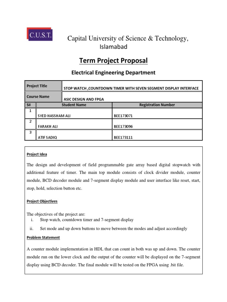 Term Project Proposal: Capital University of Science & Technology ...