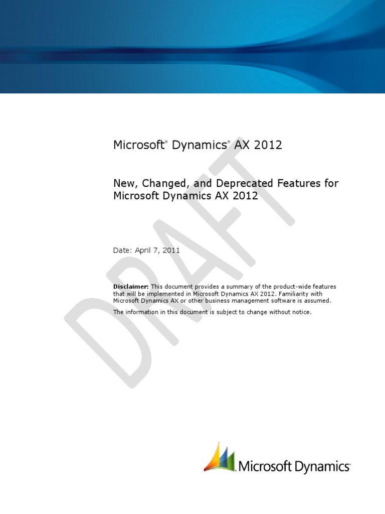 New, Changed, and Deprecated Features For Microsoft Dynamics AX 2012 ...