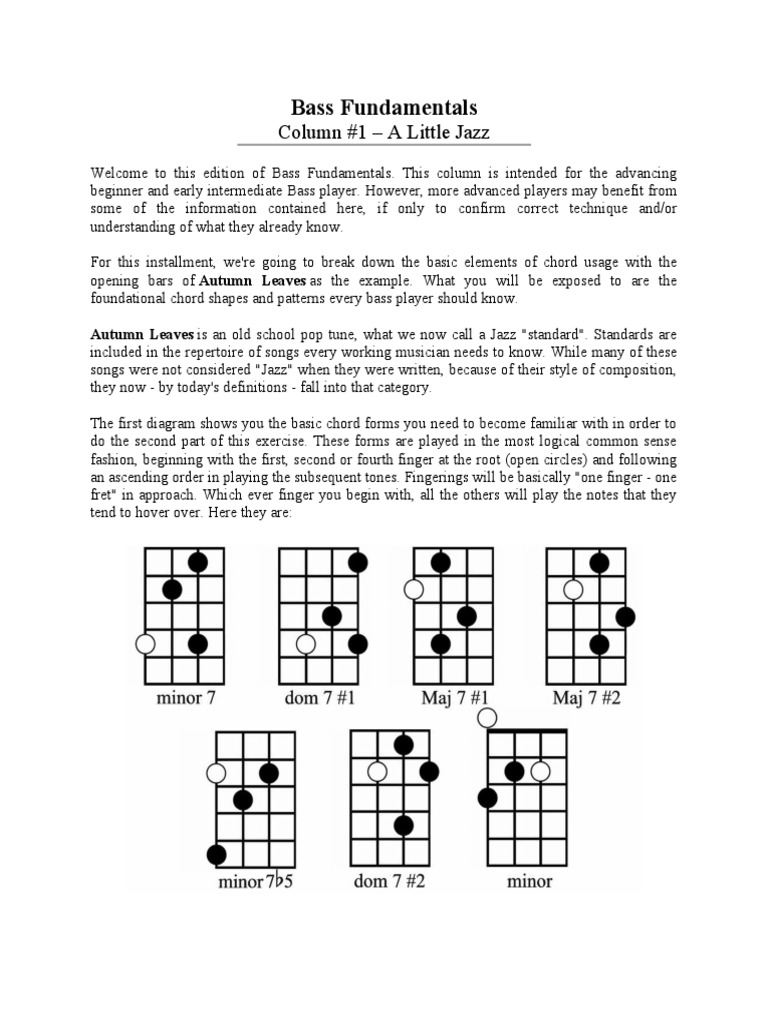 Bass Fundamentals-Column 1 - A Little Jazz | PDF | Chord (Music) | Tempo