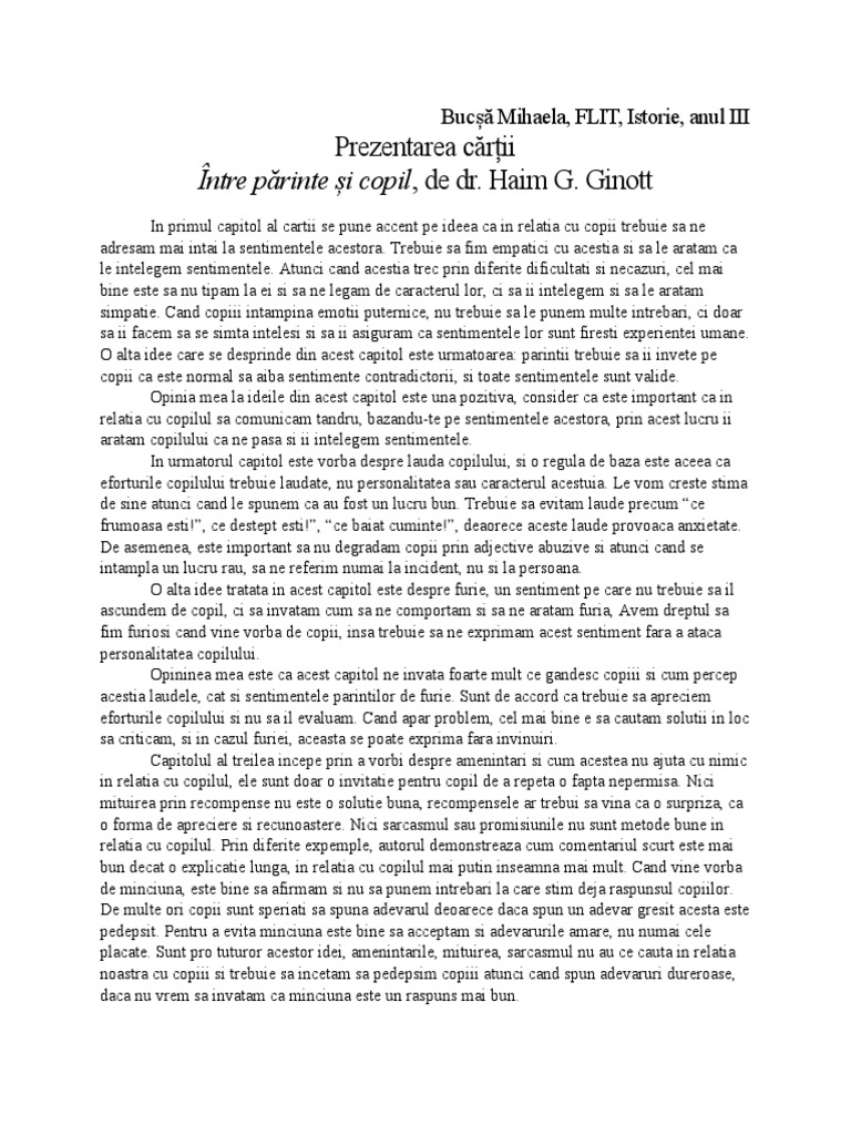 Intre Parinte Si Copil | PDF