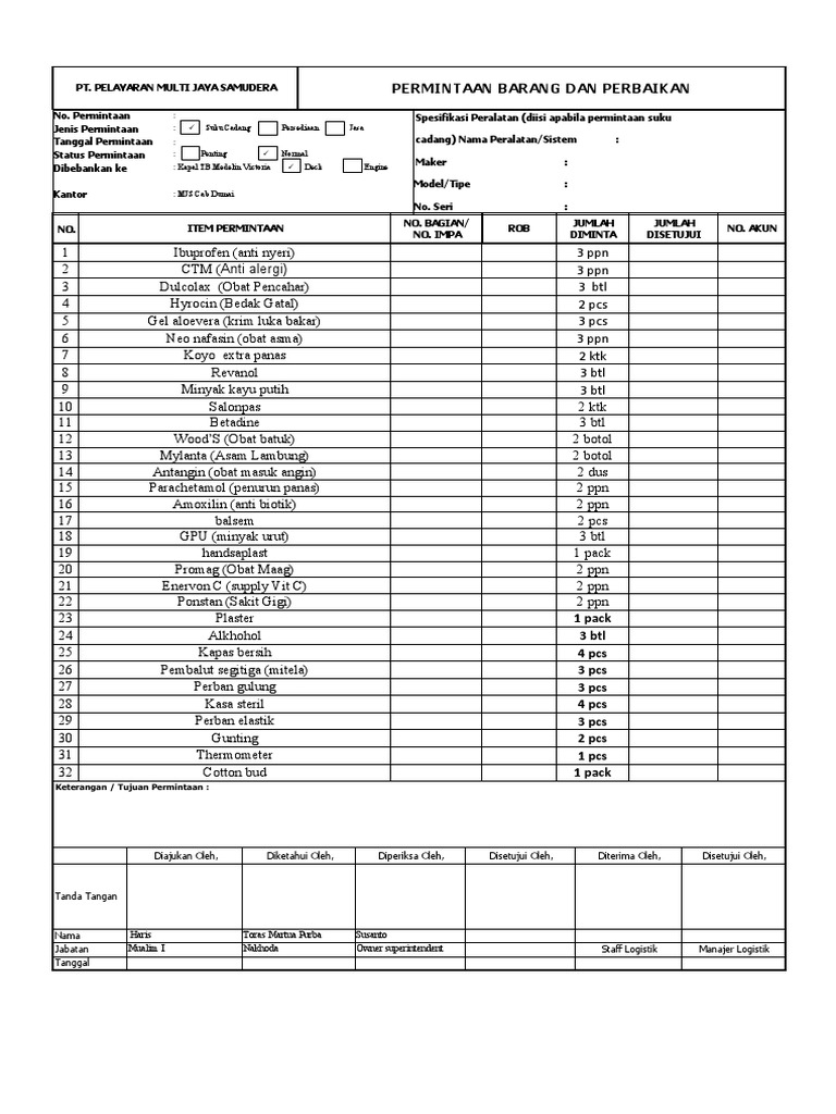 Form Permintaan Obat Medelin Victoria | PDF