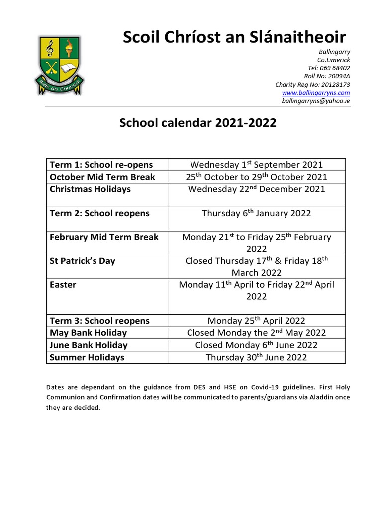 School Calendar 2021-2022 | PDF