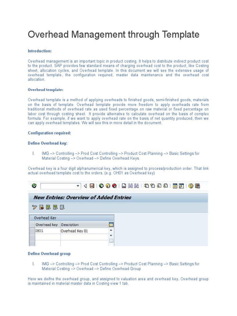 Overhead Management Through Template | Download Free PDF | Cost ...
