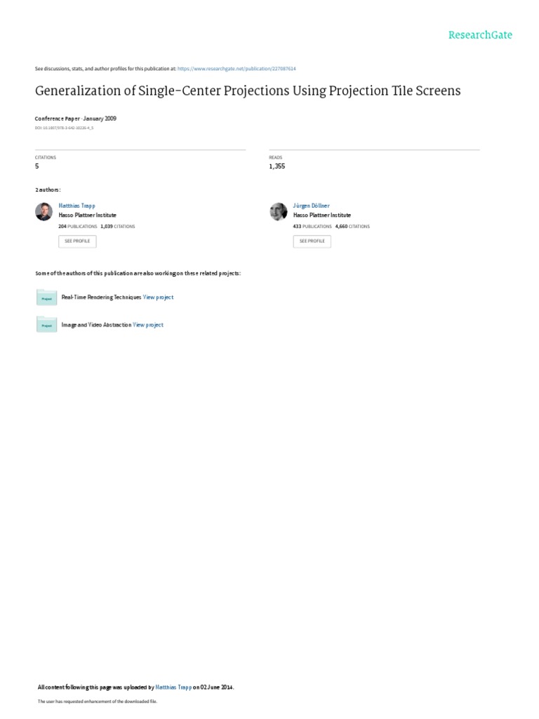 Generalization of Single-Center Projections Using Projection Tile ...