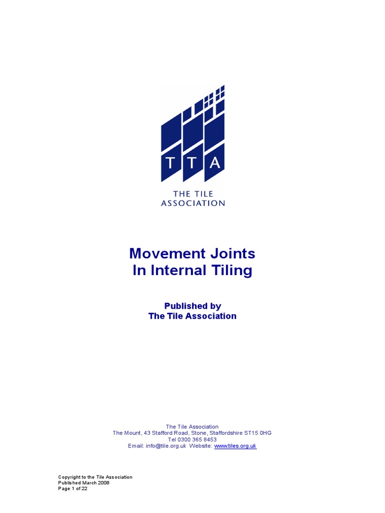 Movement Joints in Internal Tiling: Published by The Tile Association ...