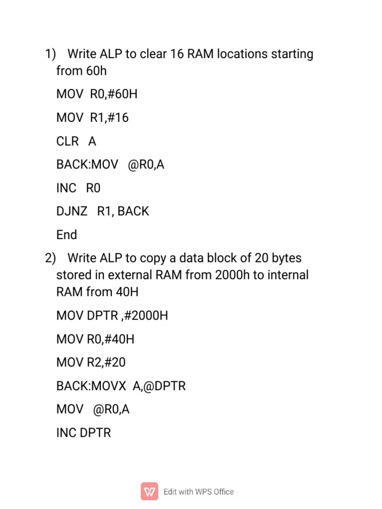 8051 Programming Examples | PDF