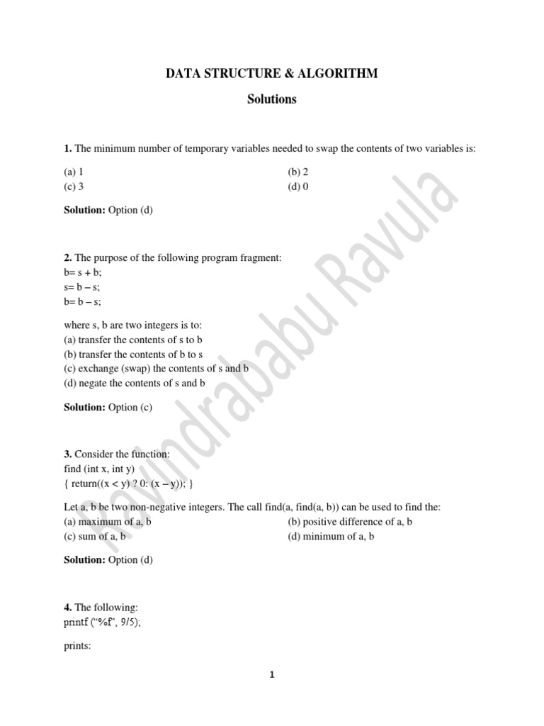 Data Structure & Algorithm Solutions | PDF | Integer (Computer Science) | Arithmetic