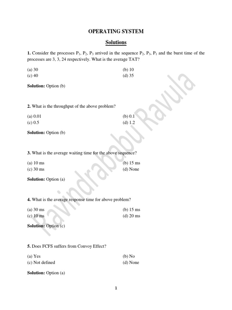 Operating System Solutions | PDF | Scheduling (Computing) | Information ...