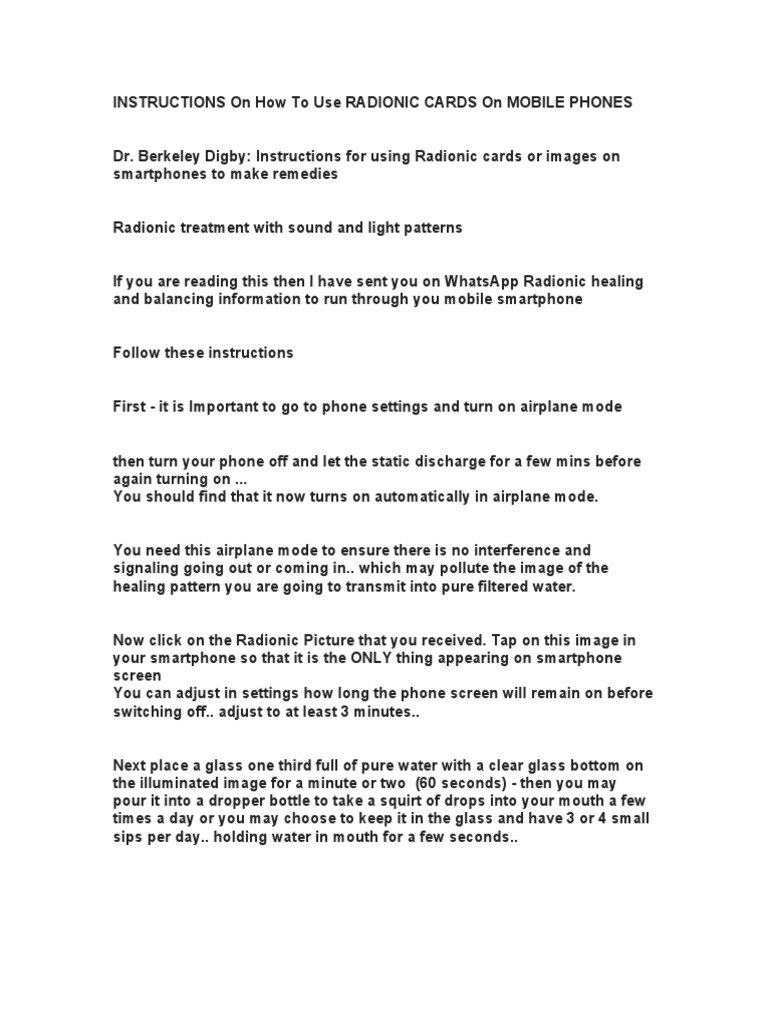 Use RADIONIC CARDS On MOBILE PHONES | PDF | Smartphone | Computer ...