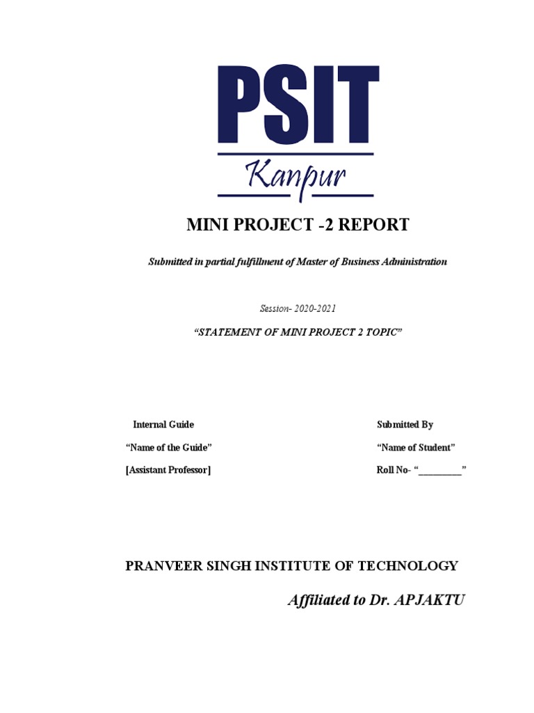 Psit Prefatory Pages Format Mini Project 2 | PDF