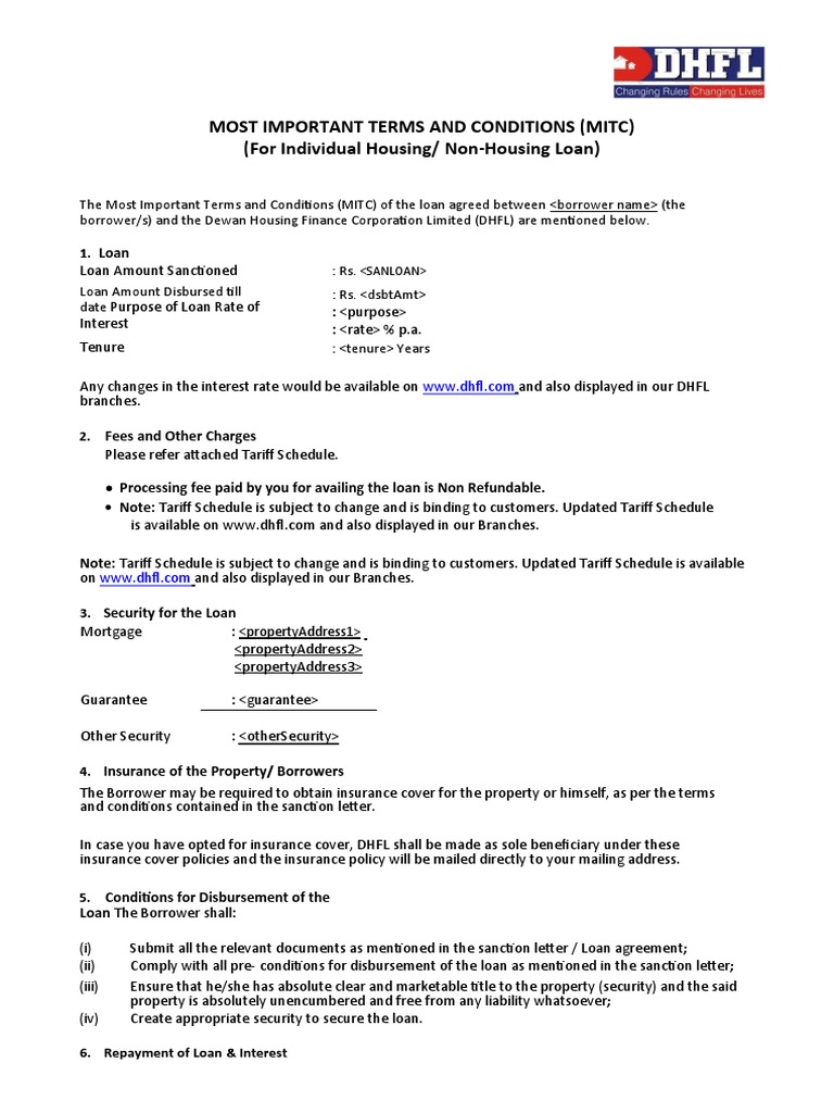 Mitc - Blank-Format - Sample | PDF | Loans | Interest