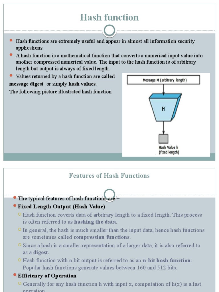 Hash Function: Message Digest or Simply Hash Values | PDF ...