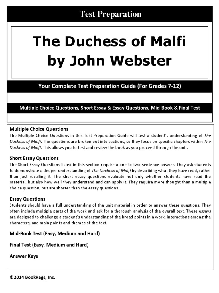 The Duchess of Malfi Test Preparation Sample Pages | PDF | Essays ...