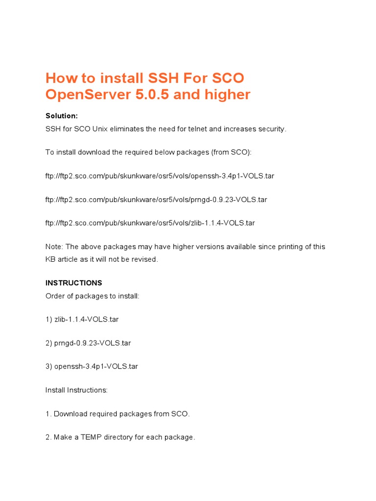 How To Install SSH For SCO OpenServer 5 | PDF | File System | Superuser
